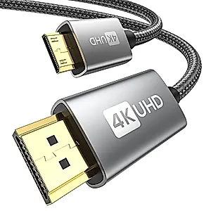 Silkland Mini HDMI to HDMI Cable 4K, [High Speed, Braided] HDMI Mini 2.0 Cord, ARC, HDR, Compatible with Nikon, Canon EOS, DSLR Camera, Camcorder, Tablet, Graphics Video Cards, Pico Projector, 6.6FT