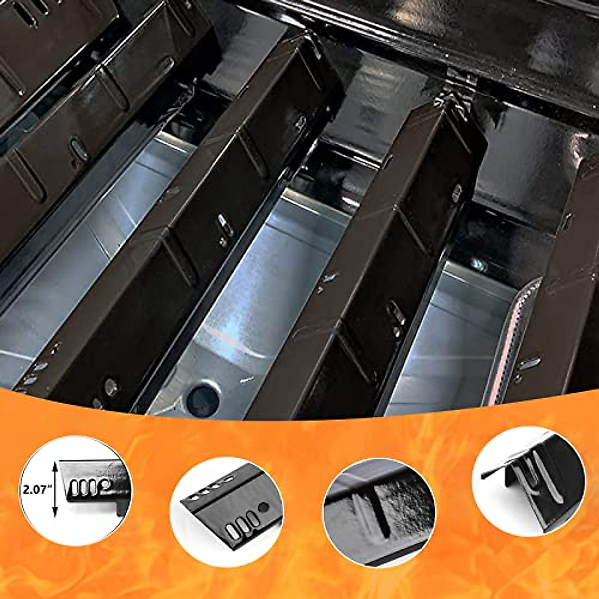 Hisencn Grill Replacement for RevoAce Duel Fuel Gas and Charcoal Grill Combo Grill GBC1793W, Stainless Steel Grill Burners and Porcelain Steel Heat Plates, 3 Pack