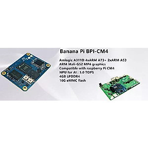 youyeetoo Banana Pi BPI-CM4,Raspberry Pi CM4 Compatible, Amlogic A311D Quad Core ARM Cortex-A73, 4G LPDDR4 16G eMMC Onboard WIFI5,Minipcie 26PIN Run Android Armbian Linux (BPI-CM4)