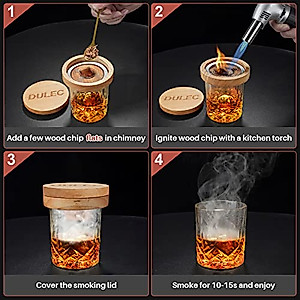 Old Fashioned Cocktail Smoker Kit, DULEC Whiskey & Bourbon Smoker Kit with 4 Flavors Wood Chip, Drink Smoker Infuser Kit with Portable Bag -Gift for Dad, Husband, Friends (No Torch)