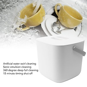 Portable Countertop Dishwasher, 18W 8.5V 2a Compact Mini Dishwasher, 360 Degree Deep Cleaning, Features Interactive Cleaning Modes for Kitchen, Apartment, Cleaning Personal Clothes(White)