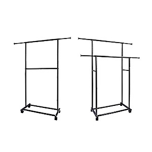 Horizontal and Vertical Black Double Rod Garment Rack