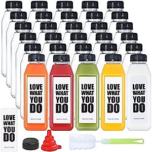 Fhxtcygj Juice Container with Lids, 16oz Plastic Bottles with Caps, 30pcs Empty Plastic Juice Bottles Reusable Clear Bulk Beverage Containers with Tamper Evident Cap for Milk, Smoothie, Drinks
