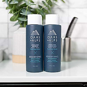 Oars + Alps Men's Sulfate Free Hair Shampoo, Infused with Kelp and Algae Extracts, Fresh Ocean Splash, 12 Fl Oz