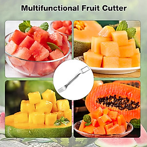 2-in-1 Stainless Steel Fruit Cutter,2024 New Watermelon Fork Slicer Cutter Slicer Tool,Dual Head Fruit Knife, Summer Fruit Forks Slicer Knife for Family Parties Camping Party (3 PCS)