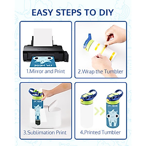 OFFNOVA 12oz Kids Sublimation Tumbler, Kids Sublimation Water Bottle Blank with Handle, Children Sublimation tumblers Cups for Milk, Soda, Juice, Drinks (2 Pink)