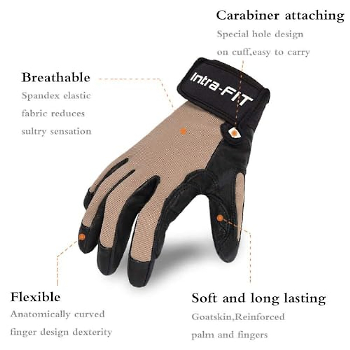 Intra-FIT Climbing Gloves Rope Gloves,Perfect for Rappelling Rescue Rock/Tree/Wall/Mountain Climbing,Adventure,Outdoor Sports