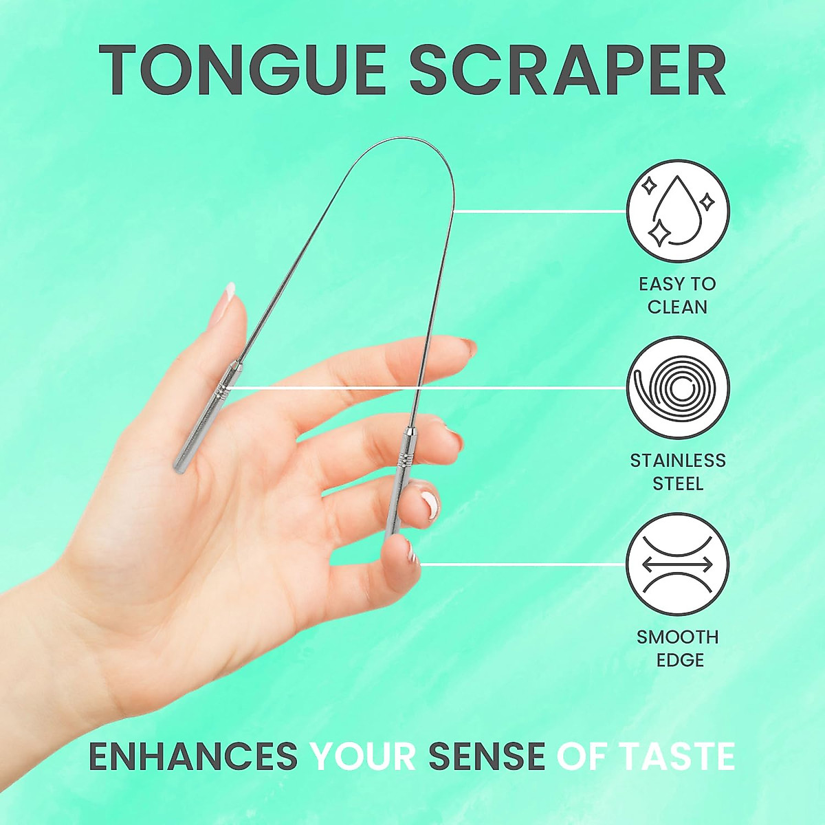 Dale Audrey Tongue Scraper for Adults | Professional Flexible Metal Tongue Brush for Oral Care | Stainless Steel Tongue Cleaner, Help Fight Bad Breath, Easy to Use, Fresh Breath