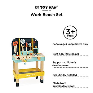 Le Toy Van - Wooden Toy Work Bench Set | Large Educational Construction Set for Role Play | Pretend Play Wooden Tools - Suitable for 3 Year Olds+