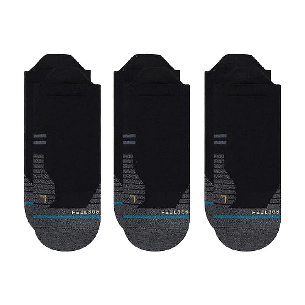 Stance Men's Run Light 3 Pack Sock, Black LG (US Men's Shoe 9-13)