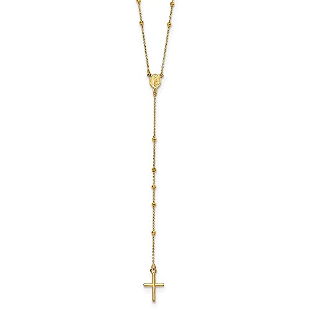 Diamond2Deal Gift for Mothers Day 14k Yellow Gold Polished Rosary 24 inch Necklace