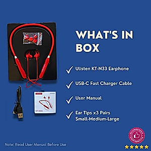 U-Listen PRO KT-N33 Wireless Bluetooth Neckband Headphone Super Bass Noise Reduction HD Mic Type C Foldable New Ergonomic Design Trendy Comfy Gym Sport Around The Neck by Turbootech(Blue)