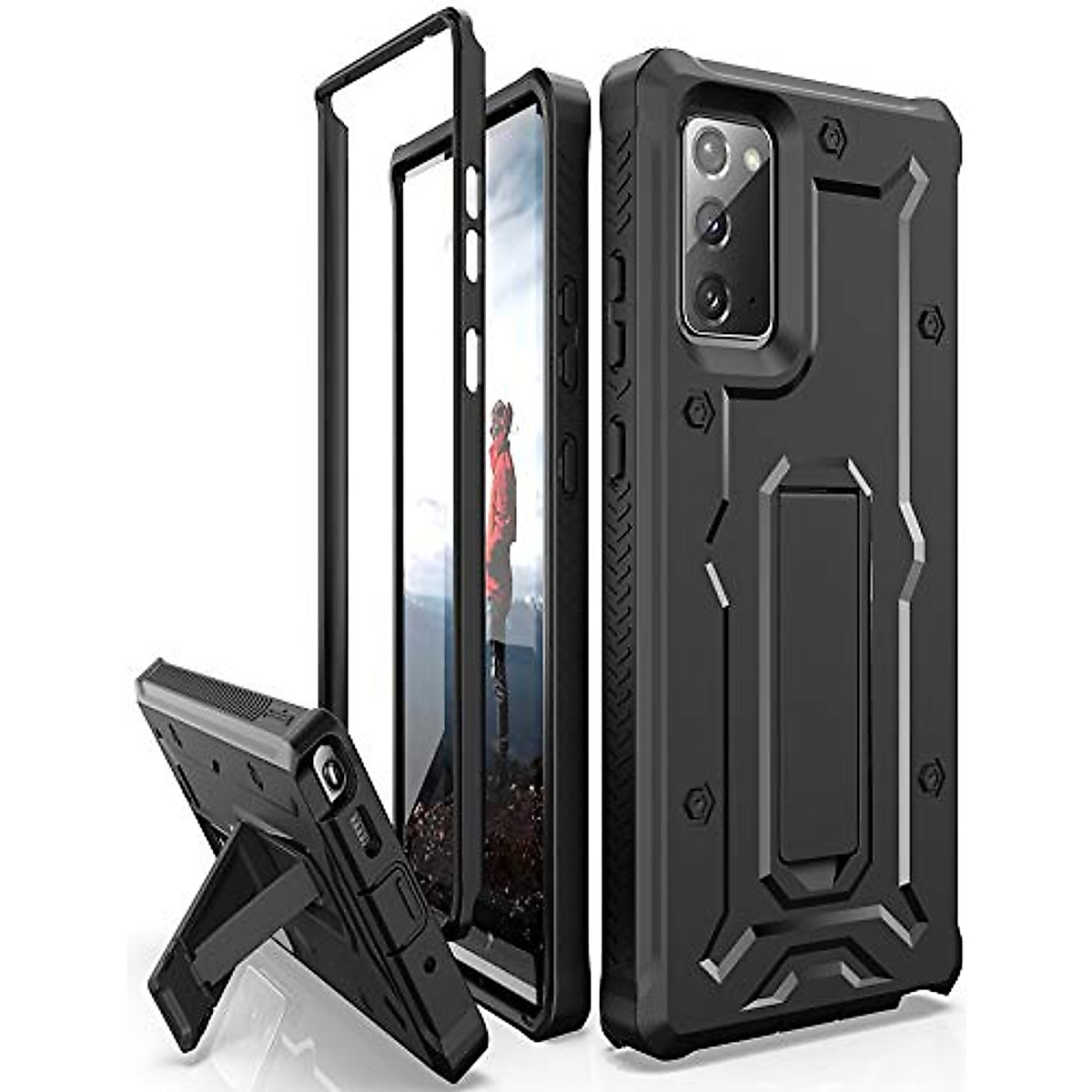 ArmadilloTek Vanguard Case Designed for Samsung Galaxy Note 20 5G (2020 Release) Military Grade Full-Body Rugged with Built-in Kickstand [Screenless Version] - Black