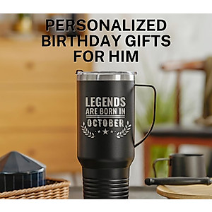 Onebttl Funny Birthday Gifts for Men, Him, 40 oz Tumbler with Handle, Black, Legends are Born in June