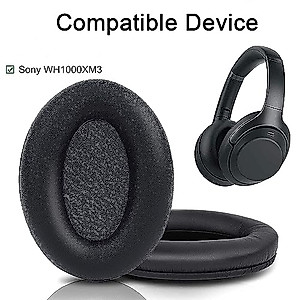 Alitutumao WH-1000XM3 Ear Pads Ear Cushions Cover Compatible with Sony WH-1000XM3 Over-Ear Headphones with Soft Protein Leather, Noise Isolation Memory Foam, Easy Installation (Black)