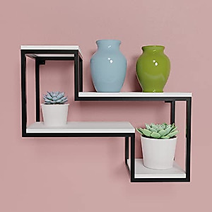 Solisaria Designs Showcase Floating Shelf 17" X 13", White, Display Organizer for Bedroom, Bathroom, Living Room Corner Shelf, Rustic Wall Decor for Bedroom