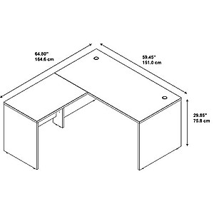 Bush Business Furniture Series C Elite 60W x 30D Desk Shell with 36W Return in Mocha Cherry