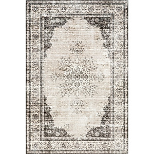 Rugs USA x Lauren Liess Rosewood Vintage Machine Washable Area Rug, 4x6, Ivory
