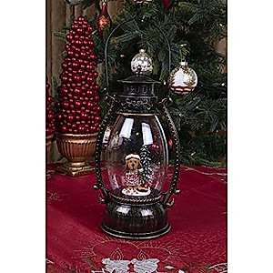 Clever Creations Musical Christmas Snow Globe Lantern, Lighted LED Swirling Glitter Water Lantern Home Decoration, Battery Operated, Dog