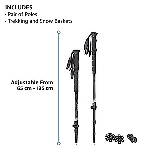 Yukon Charlie's Carbon Lite Trekking Poles, Fast Lock Adjustment System, Trekking and Snow Baskets Included