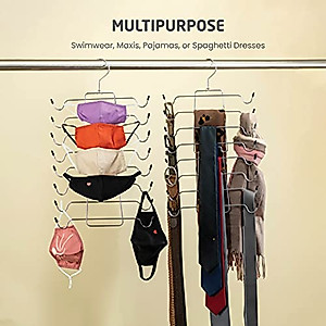 Space Saver Durable Tank Top Hanger & Bra Organizer - Folding Metal Hanger, Multi-Use 16-in-1 Space-Saving Cami & Bra Hangers Great for Lingerie, Bathing suits, Strappy Dresses, Accessories, Tie/Belts