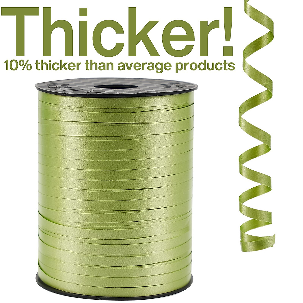 PartyWoo Green Ribbon - 500 Yard Curling Ribbon for Crafts, Balloon String, Gift Wrapping, Florist Flowers (1 Roll)