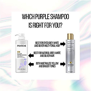 Pantene Silver Expressions, Purple Shampoo and Hair Toner, Pro-V for Grey and Color Treated Hair, Lotus Flowers, 17.9 Fl Oz