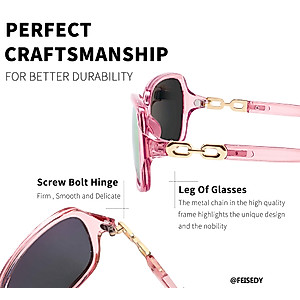 FEISEDY Vintage Womens Polarized Sunglasses UV400 Wrap Around Fashion Shades B2526 (Pink Mirrored, 56)