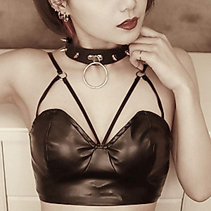 ACEDRE Fashion Women Men Cool Punk Goth Metal Spike Studded Link Leather Collar Choker Necklace