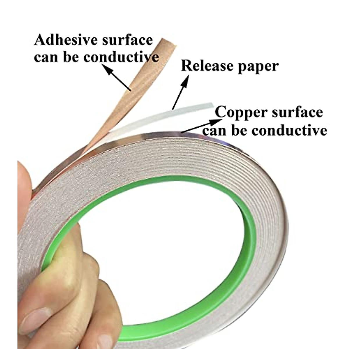 2pcs Copper Tape with Double-Sided Conductive Copper Foil Tape Self Adhesive EMI Shielding Stained Glass Supplies Soldering Electrical Repairs Paper Circuits Grounding, 1/4inch