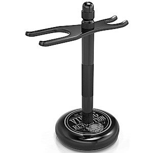 Viking Revolution Black Safety Razor Stand - Razor Holder and Shaving Brush Stand to Prolong the Life of Your Razor - Weighted Bottom for Extra Stability