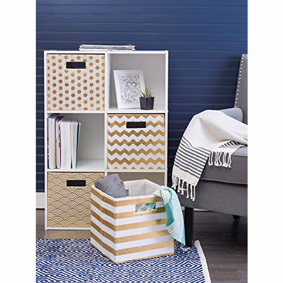 DII Collapsible Polyester Storage Cube, Honeycomb, Gold, Small