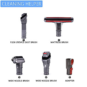 Attachments Tools Kit for Dyson V6 V7 V8 V10 DC16 DC24 DC33 DC34 DC35 DC39 DC44 DC58 DC59 DC62 DC74 Cordless Vacuum Cleaner, Home Cleaning Tools Brush Kit Accessories (5 PACK)