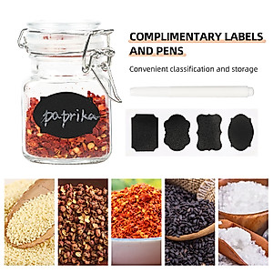 Homelike Style Glass Jars with Airtight Lids, 3.4 oz Small Spice Jars, 12 Pack Empty Mini Glass Bottles with Silicone Gasket, Herb Containers with Chalkboard Labels and Marker for Kitchen