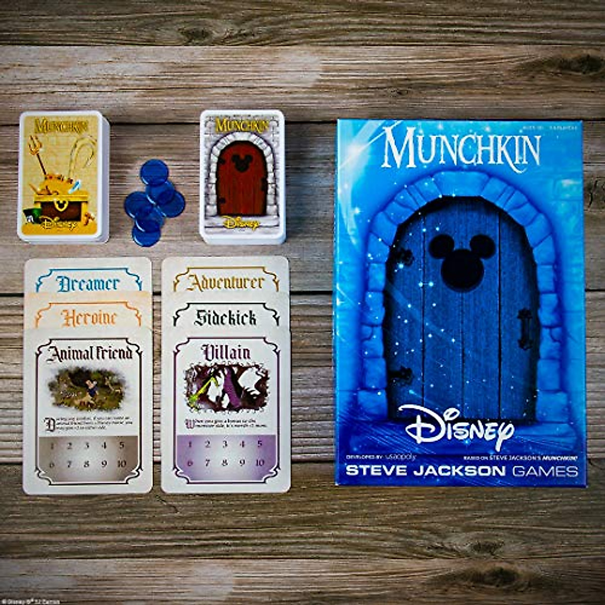 USAOPOLY Munchkin: Disney Card Game | Munchkin Game Featuring Disney Characters and Villains | Officially Licensed Disney Card Game | Tabletop Games & Board Games for Disney Fans