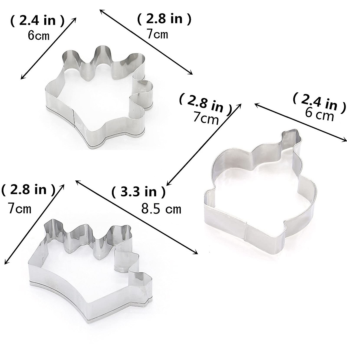 Crown Cookie Cutter Set of 3 pcs, Stainless Steel Princess Crown Shaped Fondant Cutters Baking Molds