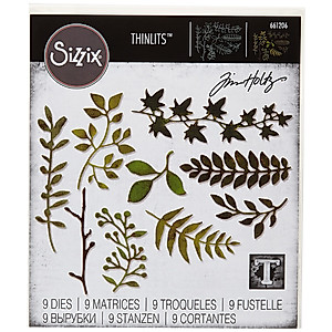 Sizzix 661206 Thinlits Die Set, Garden Greens by Tim Holtz (9/Pack), 7.5 x 5.63 x 0.25