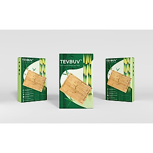 TEVBUV Large Bamboo Cutting Board – 18 x 12-inch Chopping Board with Juice Groove for Meat, Vegetables, Fruits, Cheese – Multipurpose Wooden Cutting Board, Serving Tray, Charcuterie Board with Handle