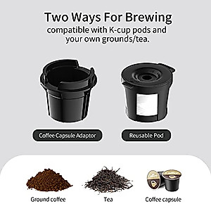 VIMUKUN Single Serve Coffee Maker, Compatible with K-Cup Pod & Ground Coffee, Coffee Brewer with One Button Operation and Auto Shut-off, 5-13 oz. Mini Size