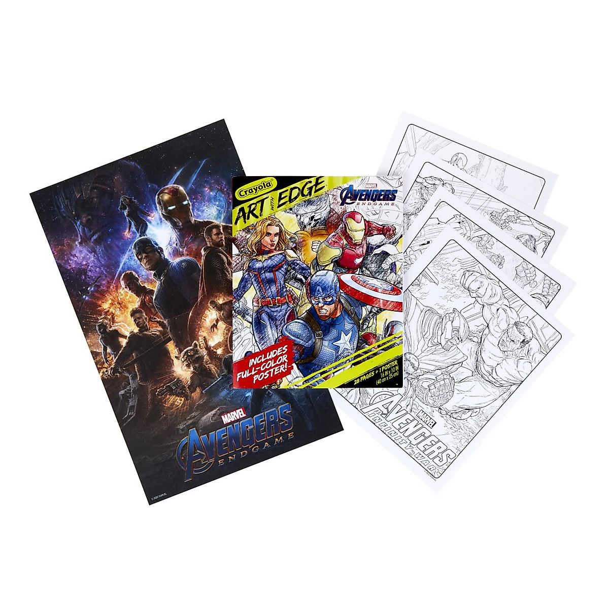 Crayola Art With Edge Marvel Avengers Coloring Pages (28pgs), Superhero Coloring, Adult Coloring Pages, 8"x10", Gift for Teens