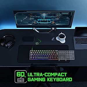 Compact 60% Mechanical Gaming Keyboard with Ergonomic Anti-ghosting Mini 61 Key Layout Rainbow RGB Backlight Waterproof Metal Plate Type-C USB Wired for PC Mac Gamer Office Typist (Black/Blue Switch)