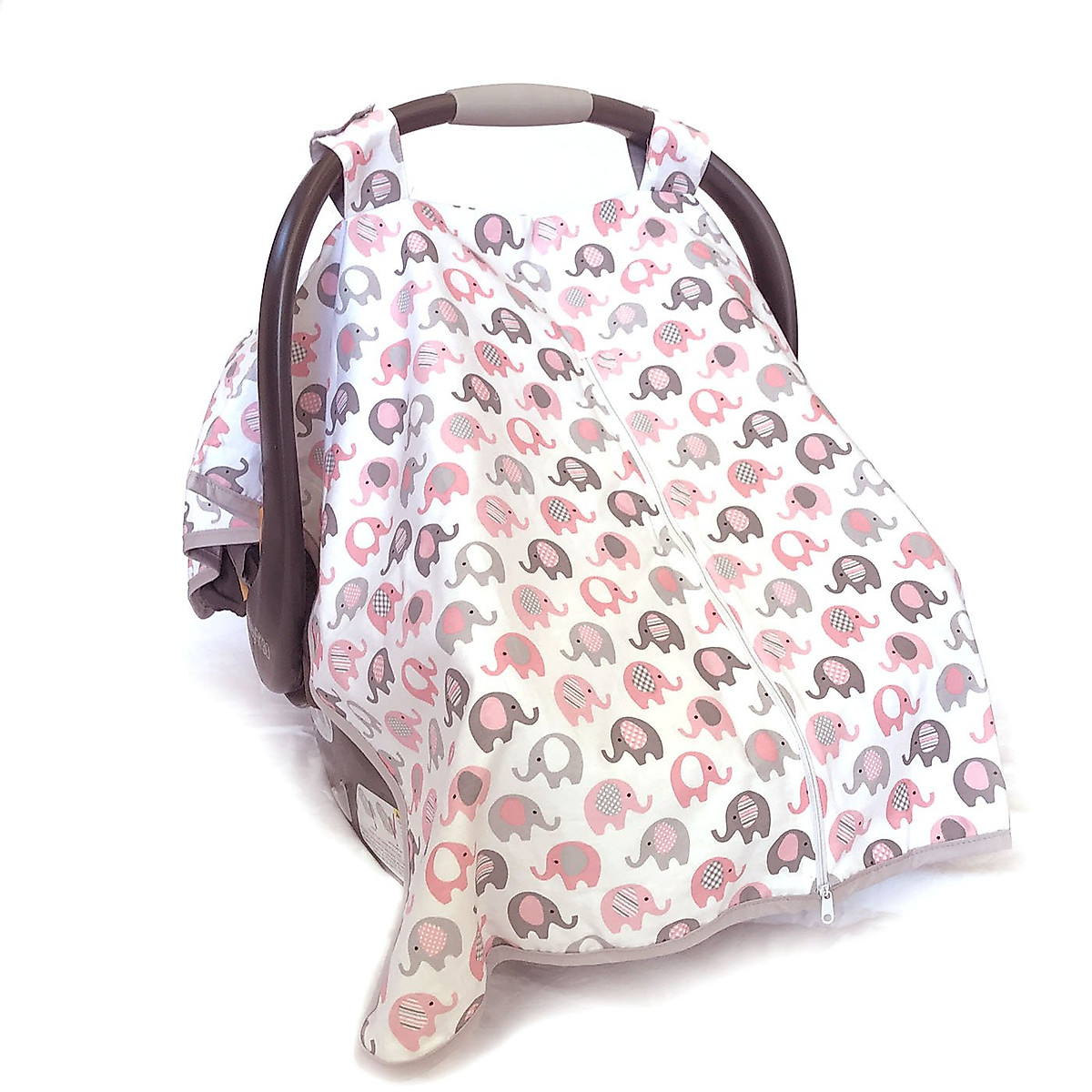 effe bebe Vera Elephant 100% Breathable Cotton Baby Car Seat Cover (Petal Grey)