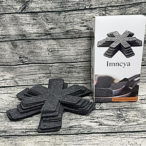 Imncya Set of 20 Pot and Pan Protectors, 5 Different Size Grey Felt Pot and Pan Separators Pad, Anti-Slip Pan Dividers Pads for Stacking and Protecting Cookware Avoid Scratching