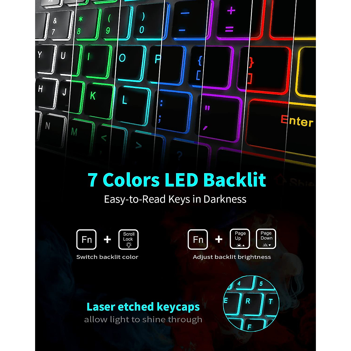 Wireless Backlit Keyboard, Rechargeable USB Silent Keyboard, 2.4G Cordless Full Size, Compatible with Apple iMac, MacBook and PC, Computer Laptop, Space Gray…