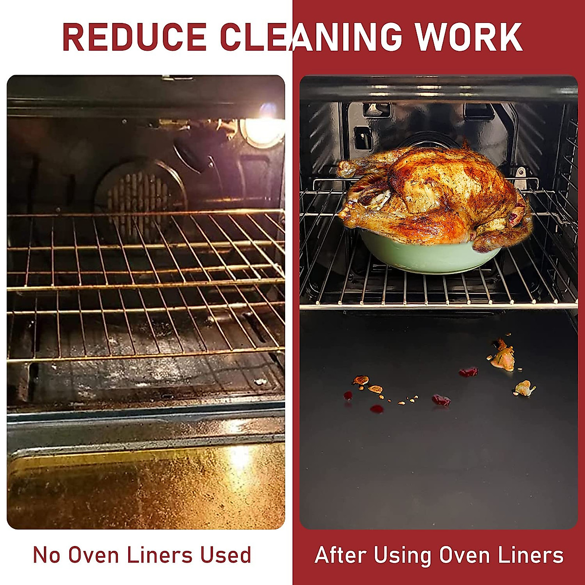 RENOOK Oven Liners for Bottom of Oven, 3 Pack Non-Stick Oven Liner Mats, Protecting Bottom of Oven/Gas Stove, Reusable, BPA and PFOA Free, 15.75"x23"