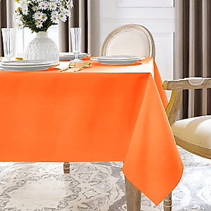 Softalker Rectangle Tablecloth, Waterproof & Stain Resistant Table Cloths Wrinkle Free Fabric Washable 210GSM Polyester Table Cover for Dining/Party/Outdoor - 52 x 70 inch,Orange