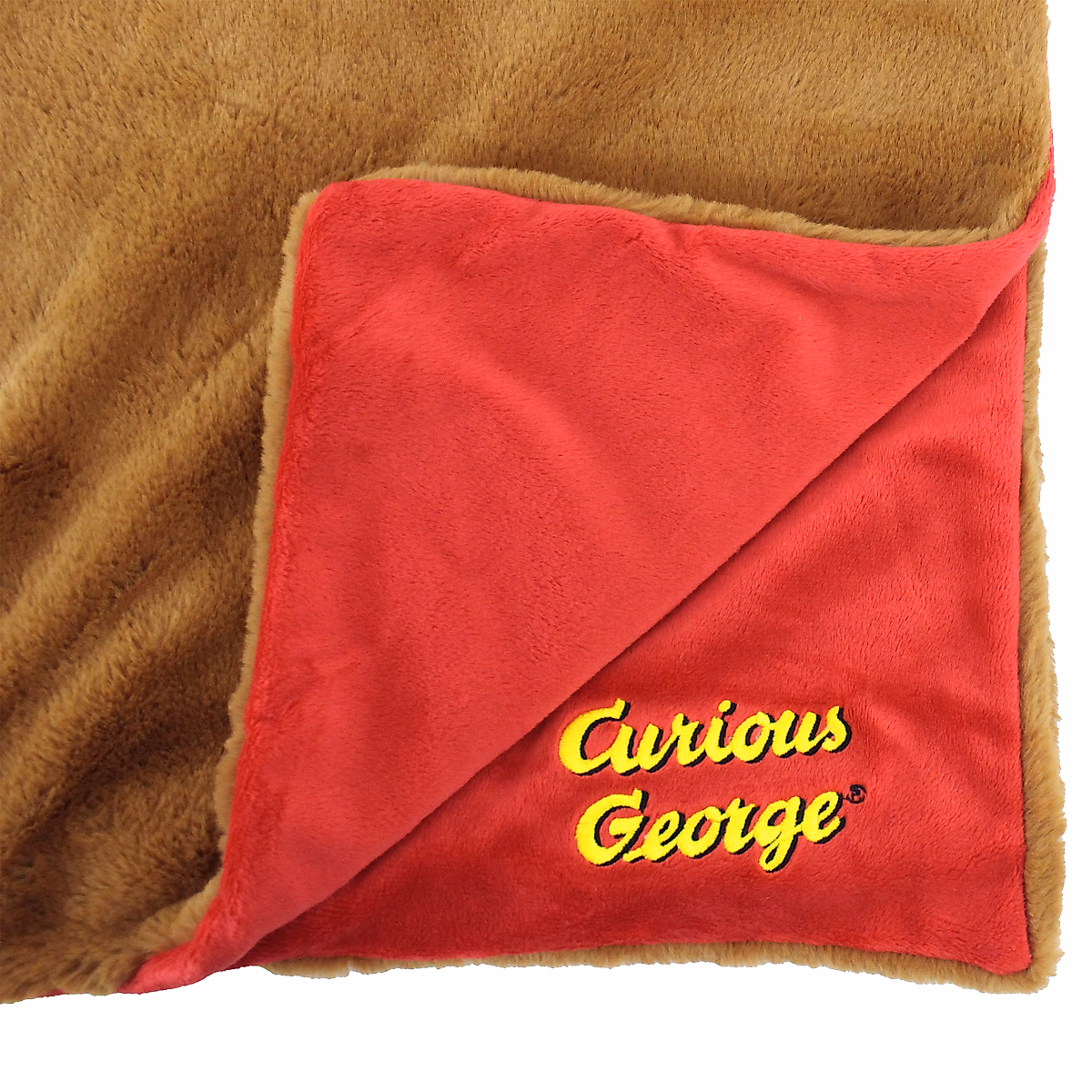 Animal Adventure®| Curious George®|Character Cuddle Combos™| 2-in-1 Stow-n-Throw Cuddle Bud with Carrying Handle & Zipper Pouch for Blanket Storage Set –29" W x 40" H Blanket