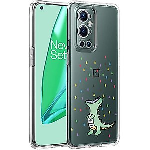 Unov Case Compatible with OnePlus 9 Pro 5G Clear with Design Soft TPU Shock Absorption Slim Embossed Pattern Protective Back Cover OnePlus 9 Pro 5G Case 6.7 inch (Rainbow Dinosaur)