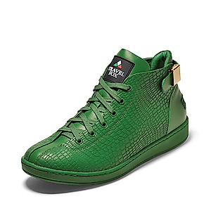 TRAVEL FOX Men's Malibu Green Spider Nappa Leather Round Toe Lace-Up High-Tops 9.5 US