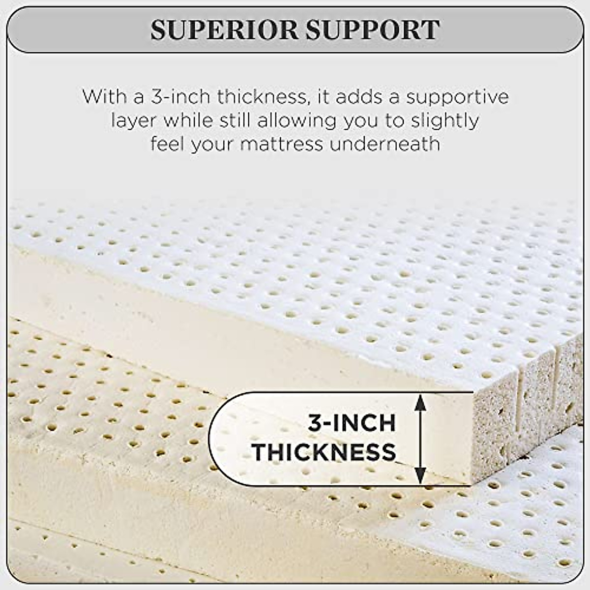 PlushBeds 3" Medium-Firm Topper| 100% Natural Talalay Latex| Made in The USA| Luxurious Comfort | Soothing Pressure Point Relief | Support for Shoulders, Hips, Back, and Knees|Twin
